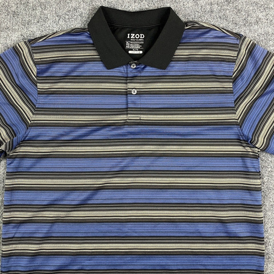 IZOD Polo Shirt Mens XL Blue Striped Cool FX Performance Golf ...