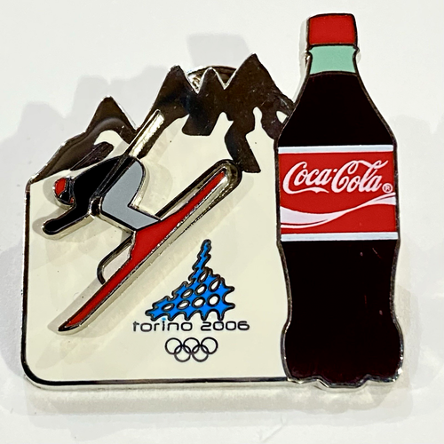 Coca Cola Torino 2006 Olympic Pin Coke Bottle Downhill Skiing Skier ...