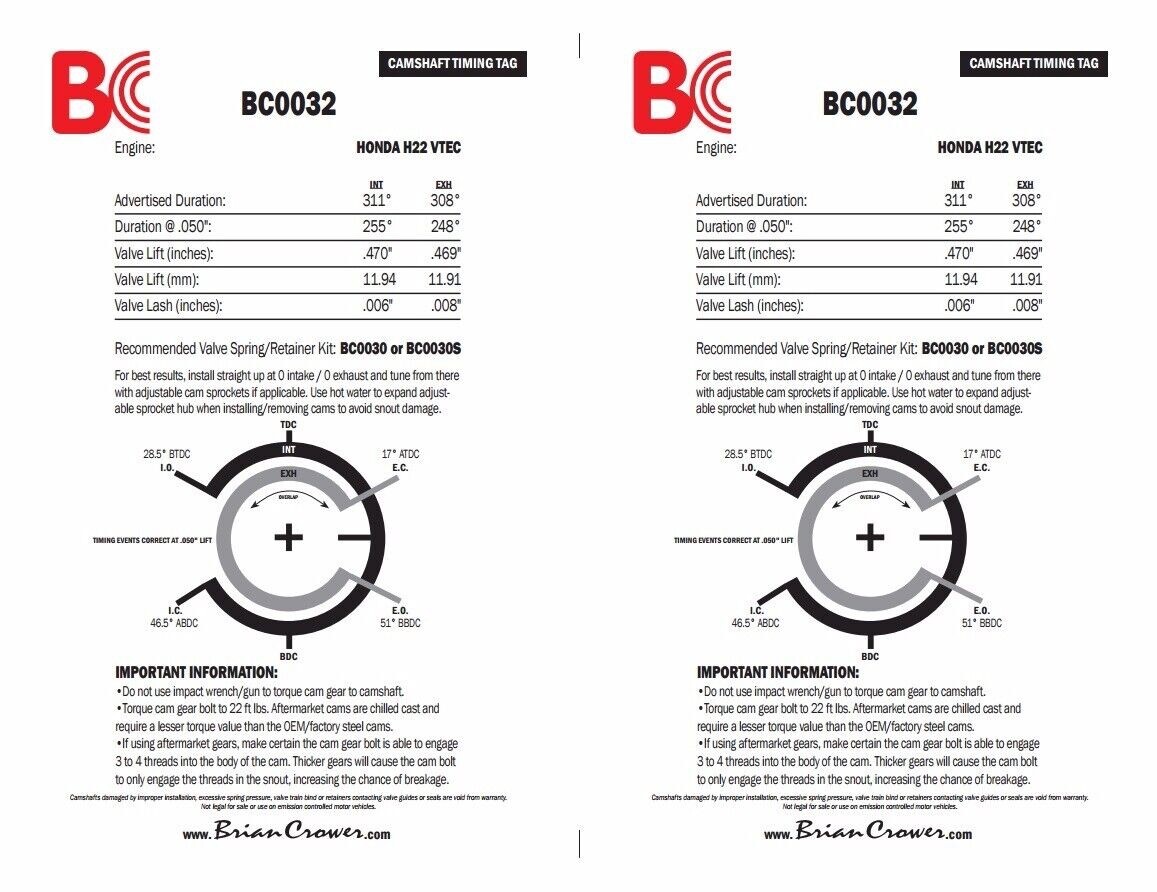 BRIAN CROWER HONDA PRELUDE H22 BC STAGE 2 ENGINE PACKAGE CAMS SPRINGS ...