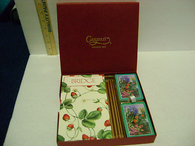 VINTAGE BRIDGE GAME SET by CASPARI with NEW DECKS OF PLAYING CARDS ...