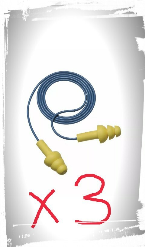 3 Pairs 3M Earplug Corded EAR 340-4004 Reusable Washable Flange Ear ...
