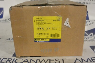 New in box SQUARE D JGL36175C JGL36175 3p 175 amp 600v PowerPact 100% ...