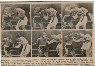 1956 Johnny Saxton v. Carmen Basilio Boxing Chicago Stadium Newspaper ...