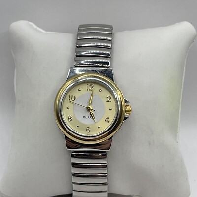 Unbranded ladies watch,stainless steel stretch band,very clean,gold ...