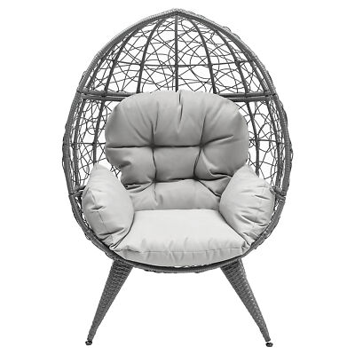 TAUS Egg Chair Wicker Teardrop Chair Outdoor Indoor Large Lounger with ...