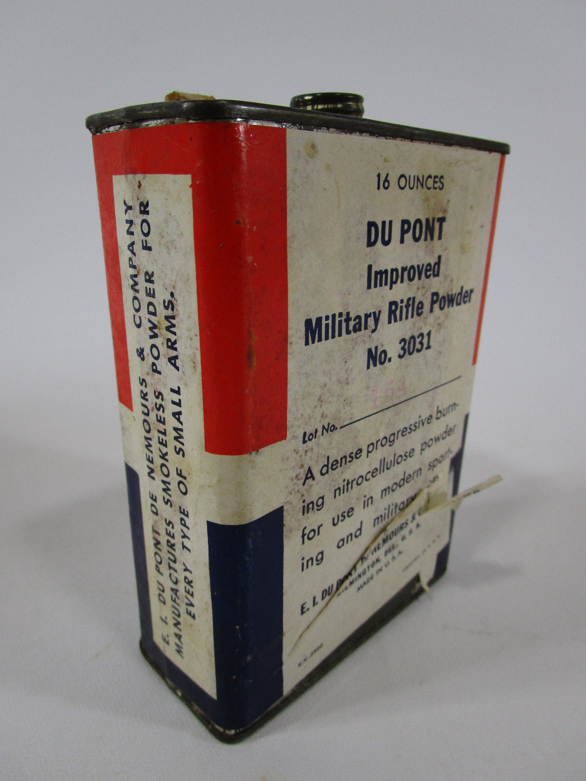 Vintage Dupont improved military Rifle Powder advertising tin 3031 can ...