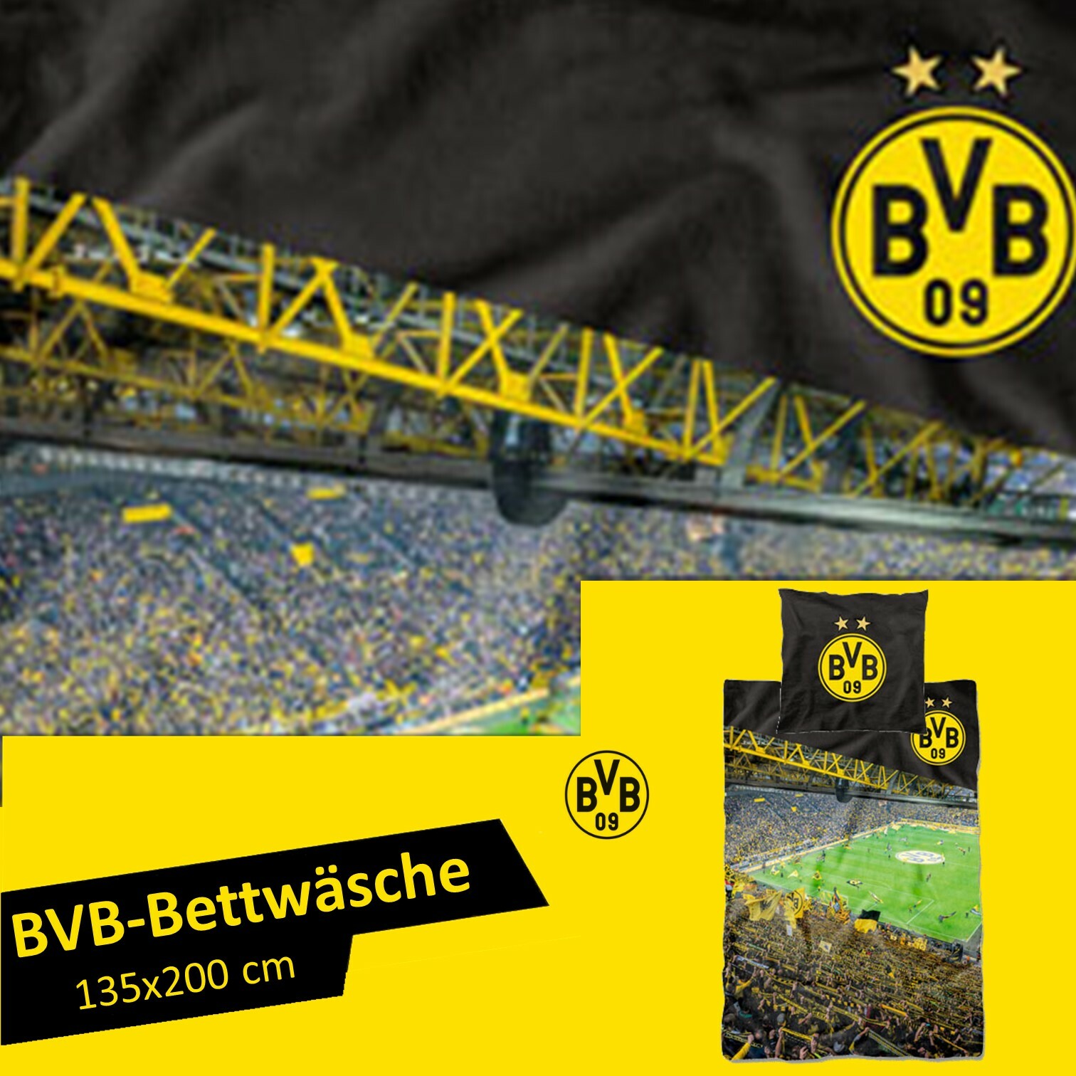 Borussia Dortmund bedding reversible bedding bed cover pillows stadium ...