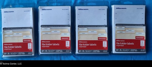 Office Depot File Folder Labels, 5/8in. x 3 1/2in., White, 252/Pack, 4 ...