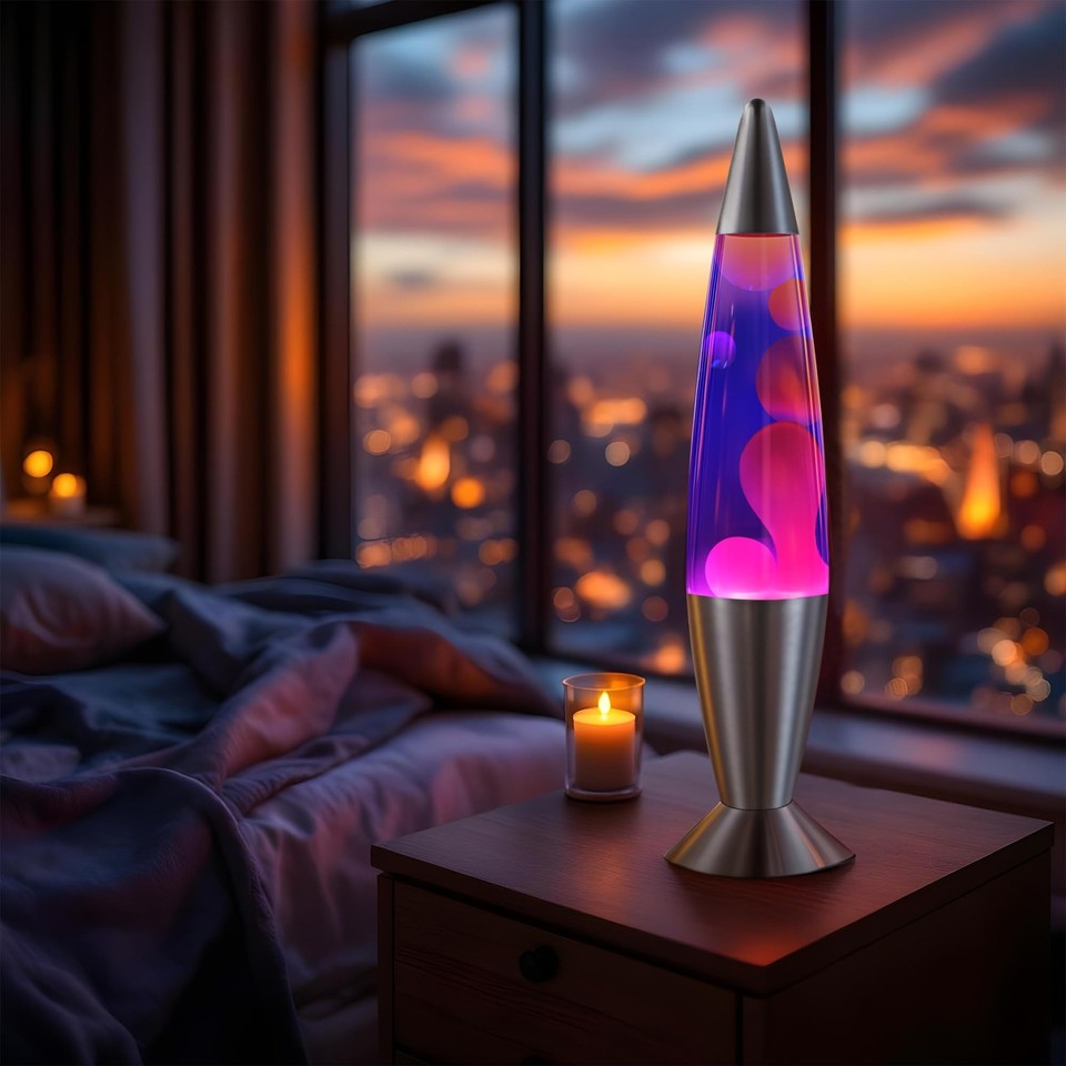JAMBO 16" Beautiful Liquid Lamp- Blue with Purple Wax Relaxing Magma ...