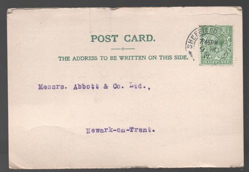 1917 KGV Cooper & Turner Ltd Vulcan Rivet & Brass Works 1d Sheffield ...