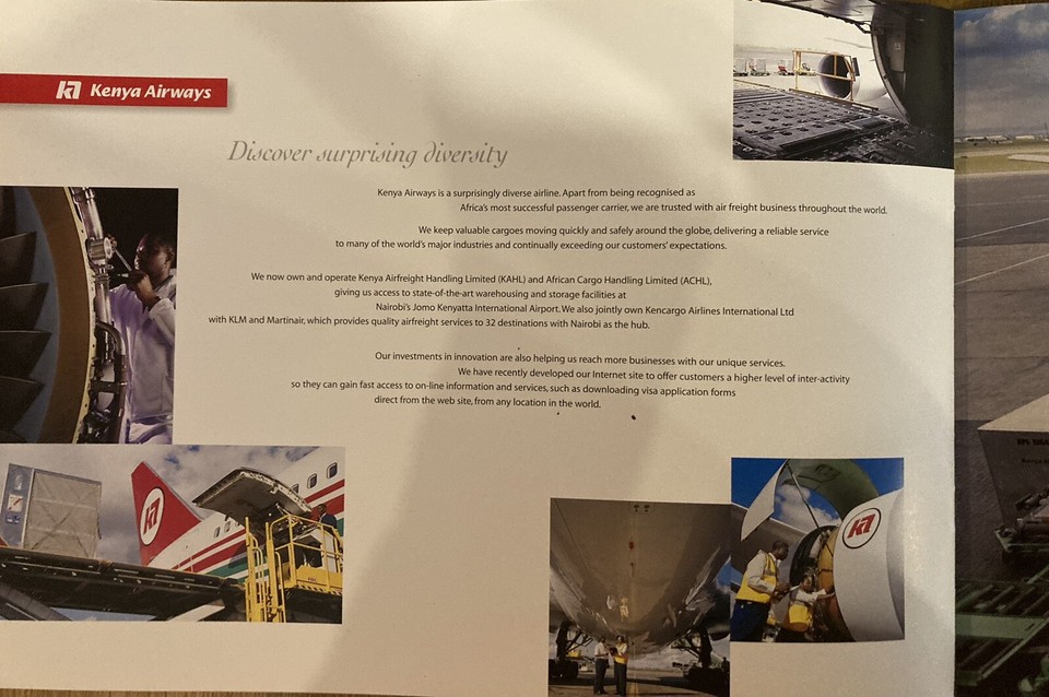 KENYA AIRWAYS AIRLINES PROFILE SERVICES BROCHURE ROUTE MAP B787 B737 | eBay