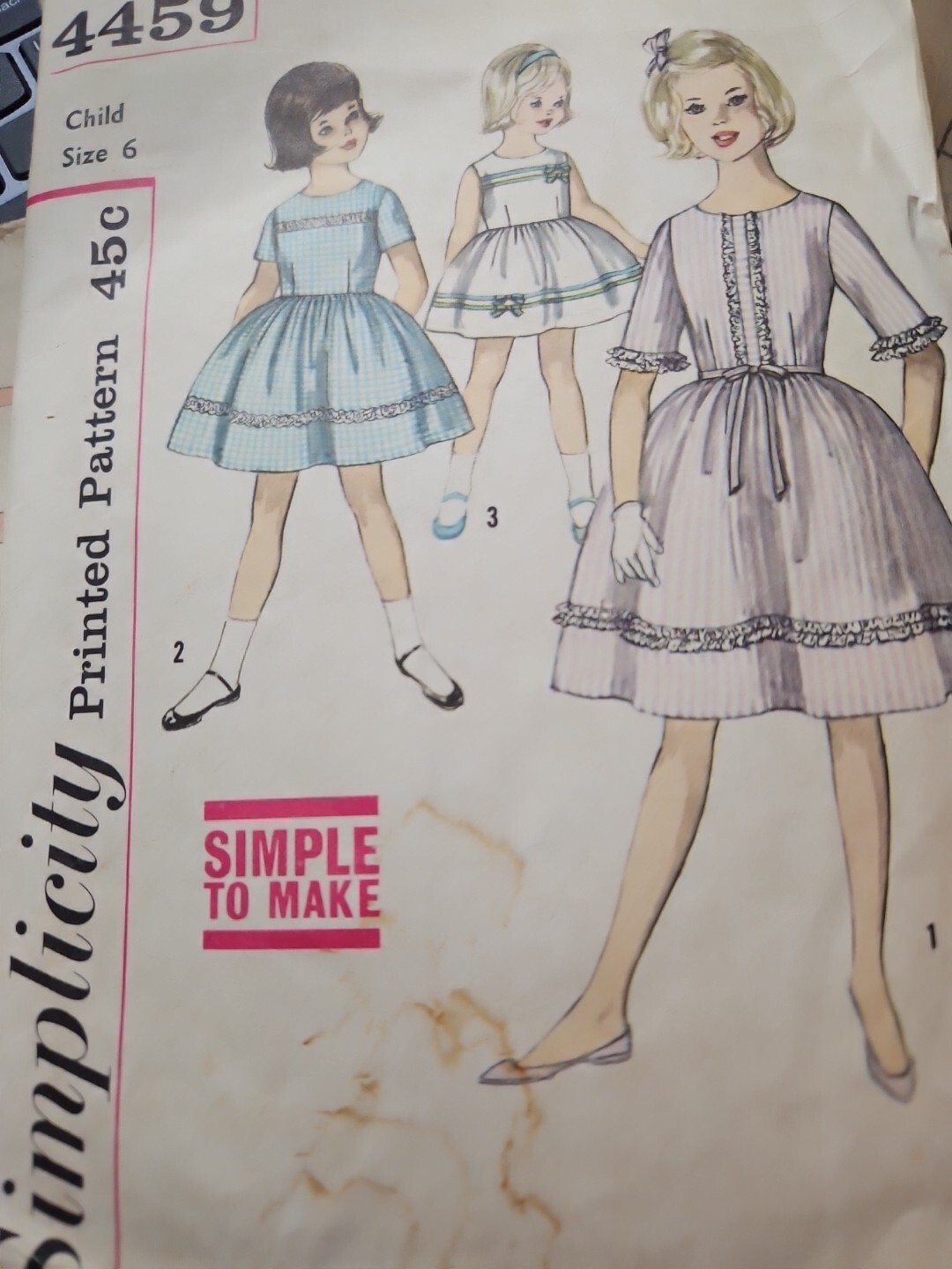 Vintage Simplicity Girls Dress Sewing Pattern 4459 Size 6 CUT | eBay