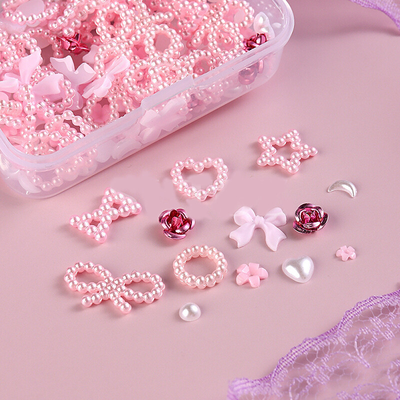 3D Nail Art Decoration Flatback Pearls Bow DIY Manicure Beauty Charms ...