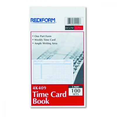 Rediform Employee Time Card, Weekly, 4.25 x 7 Inches, 100 per Pad 4 1/4 ...