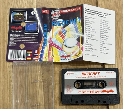 Ricochet (Firebird 1987) Commodore C64 (Tape Case & Insert) - Tested ...
