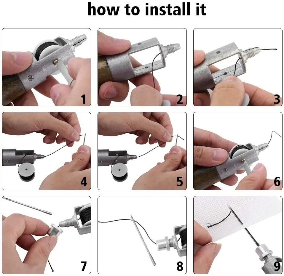 Leather Sewing Kit With Speedy Hand Stitcher Sewing Awl Waxed Thread Repair Tool | eBay