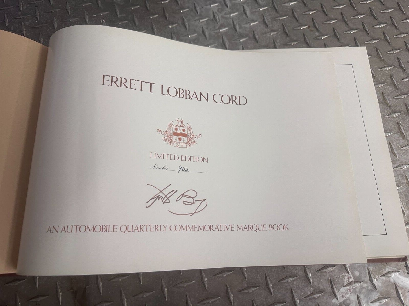 ERRETT LOBBAN CORD LAST BOOK #902 PRODUCED BY AUTOMOBILE QUARTERLY ...