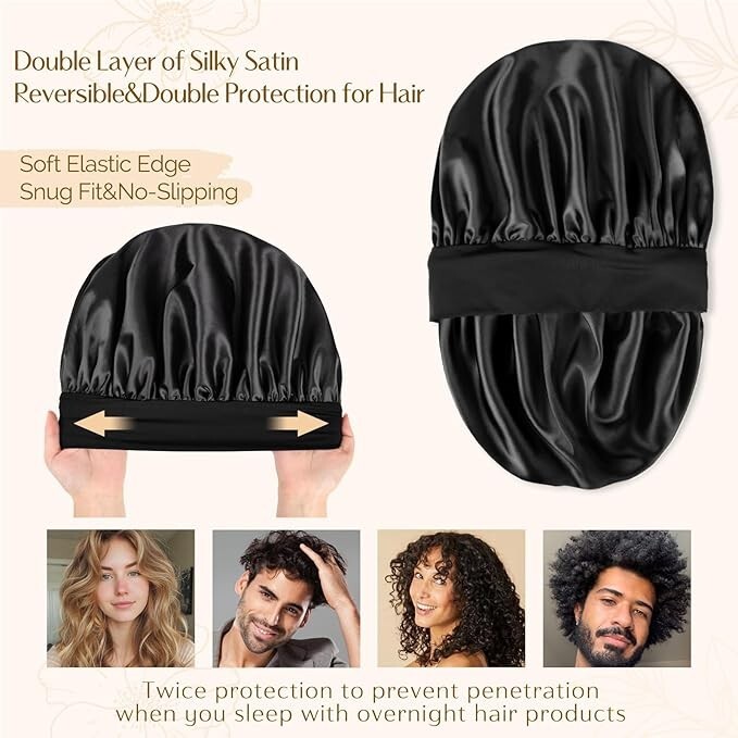 YANIBEST Bonnet for Men Hair Bonnet for Sleeping Double Layer Satin ...