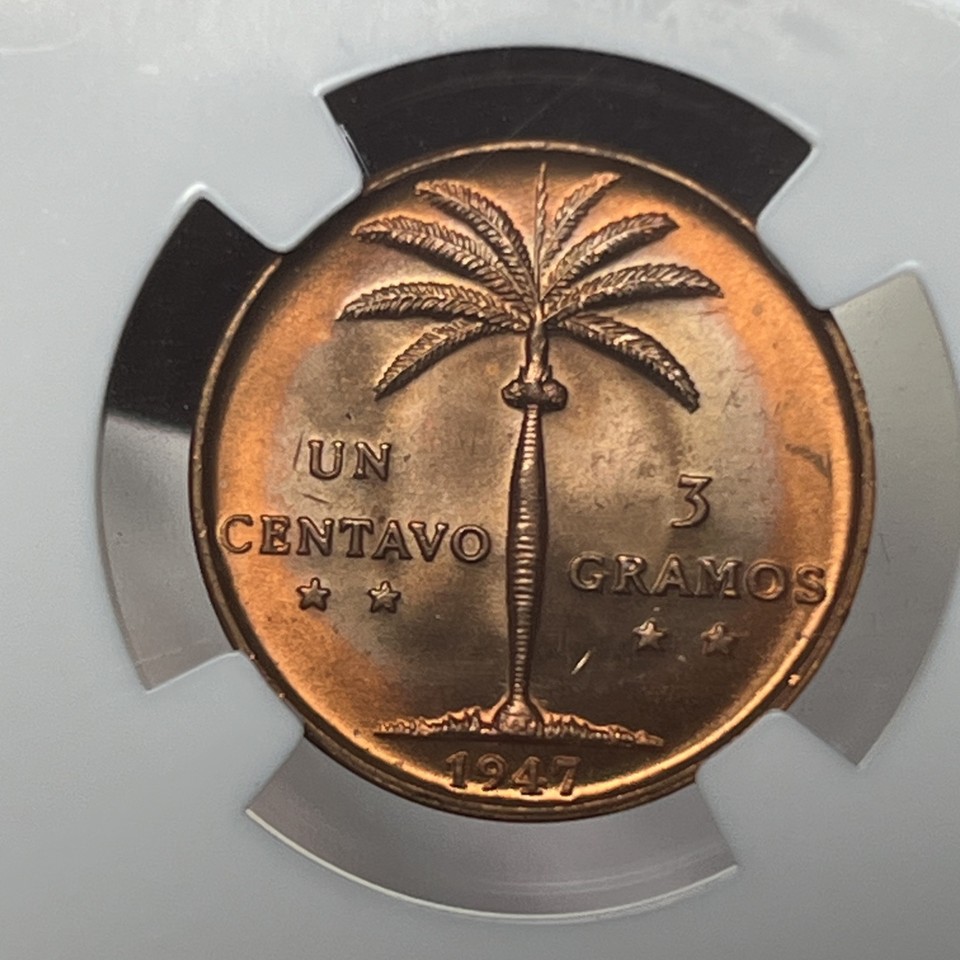 Dominican Republic 1 Centavo 1947, Coin, Km# 17, Palm Tree, NGC MS65 J2 ...