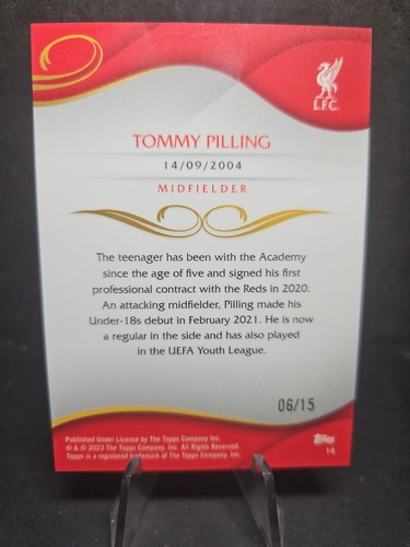 Tommy Pilling 2022-23 Topps Liverpool Lineage Bowman Academy Purple #14 ...