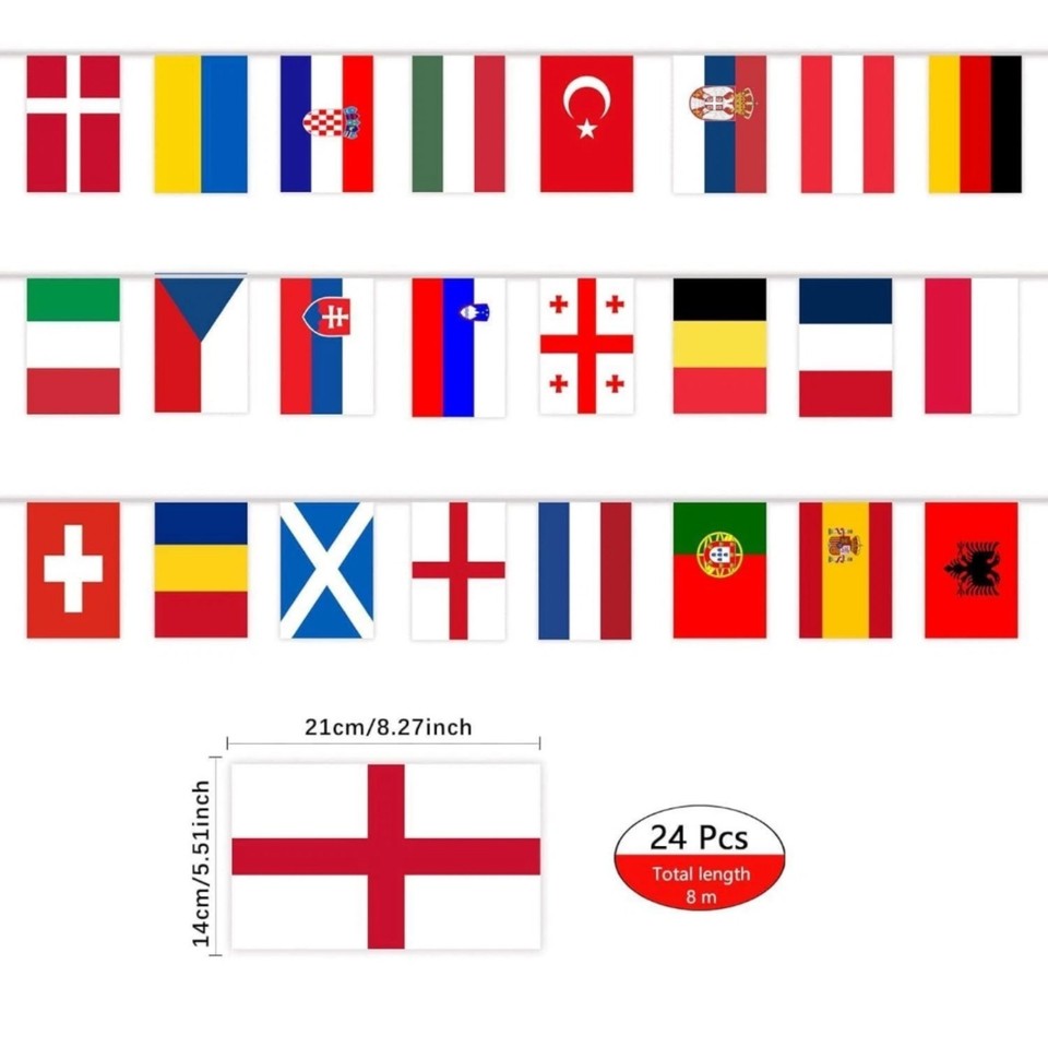 8m European Flag Bunting Banner Euro Flags Decoration 24 Flag Country ...