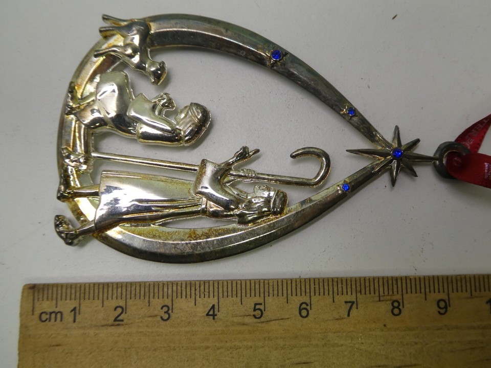 VINTAGE WATERFORD CHRISTMAS DECORATION METAL SILVER PLATED NATIVITY ...