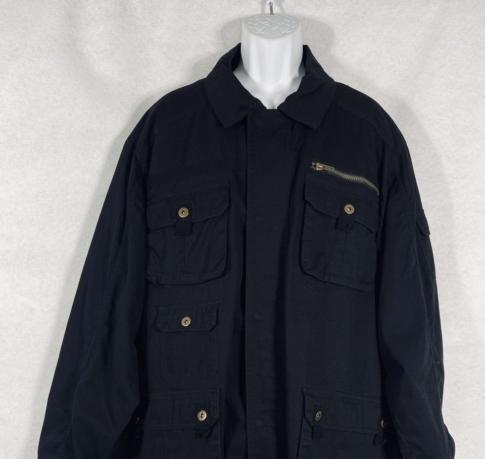 Stone Creek Jacket Mens 3X Black Utility Full Zip Safari Long Sleeve ...