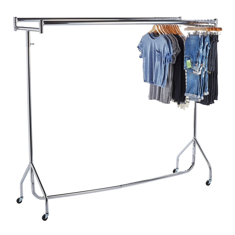 Parallel Chrome Heavy-Duty Clothes Rail - Clothes Storage Rail, Garment ...
