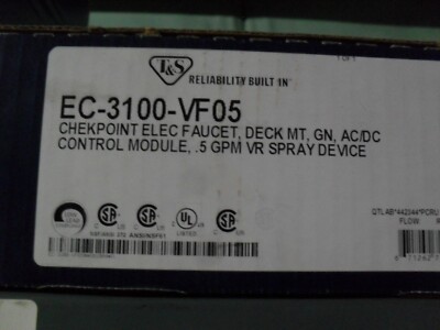 T&S Brass EC-3100-VF05 .5 GPM Electronic sensor deck mount faucet ...