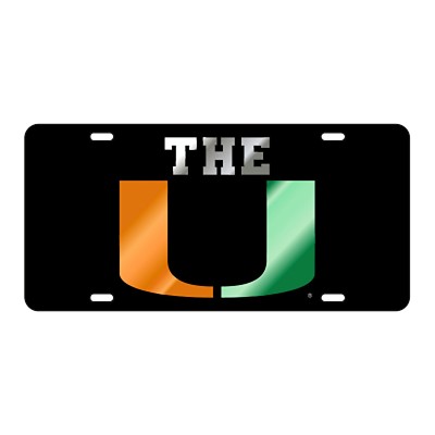UNIVERSITY OF MIAMI Hurricanes Black Mirrored "THE U" License Plate ...