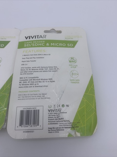 VIVITAR CONNECT IT Card Reader SD/SDHC & Micro SD (VIV-CR-460) for sale ...