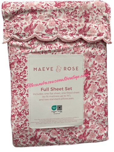 Maeve & Rose Full Sheet Set 4pc Floral Hearts Pink / White Cottage ...