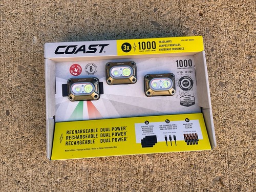 COAST (3 Pack) CH1000R 1000 Lumens Dual Power Headlamp 8 light Modes IPX7 | eBay