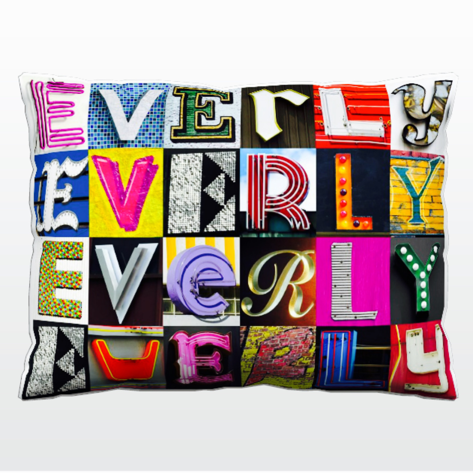 Personalized Pillow featuring the name EVERLY in photos of actual sign ...
