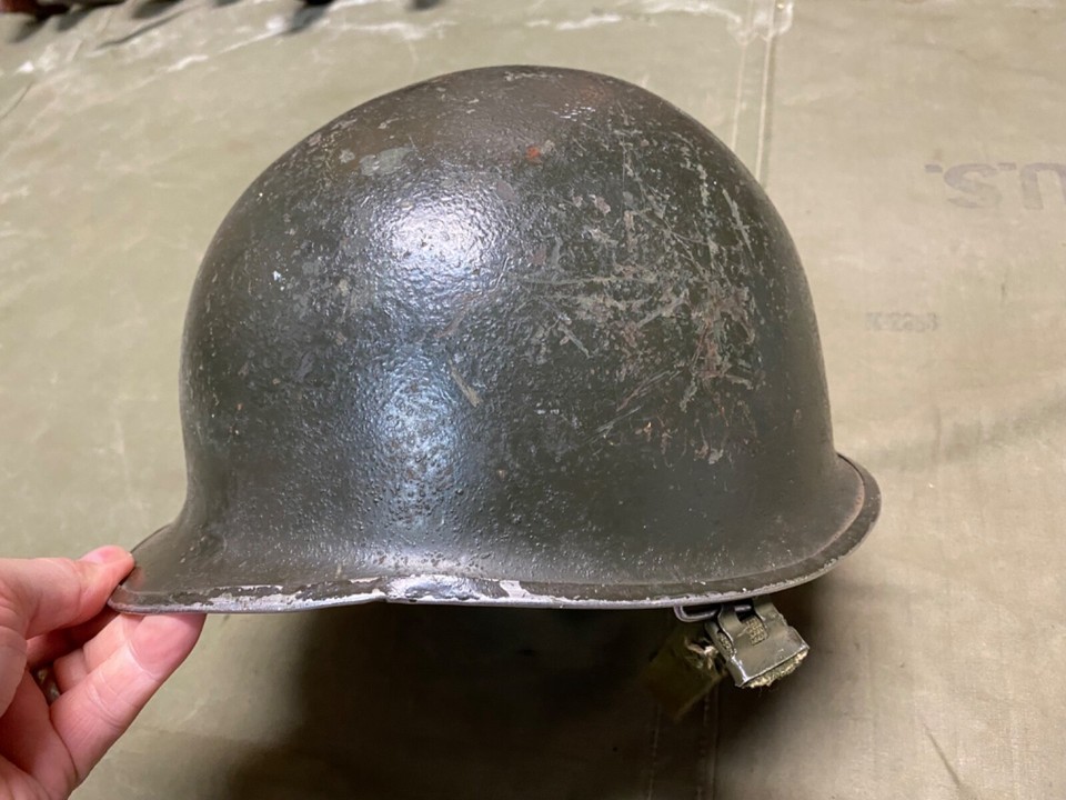 ORIGINAL WWII US ARMY M1 HELMET SHELL, FRONT SEAM, ORIGINAL PAINT | eBay