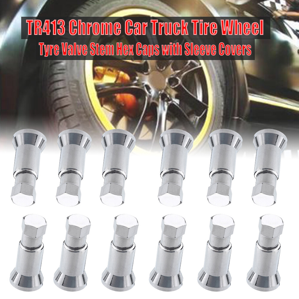 4Sets TR413 Chrome Car Truck Tire Wheel Tyre Valve Stem Hex Caps Sleeve ...