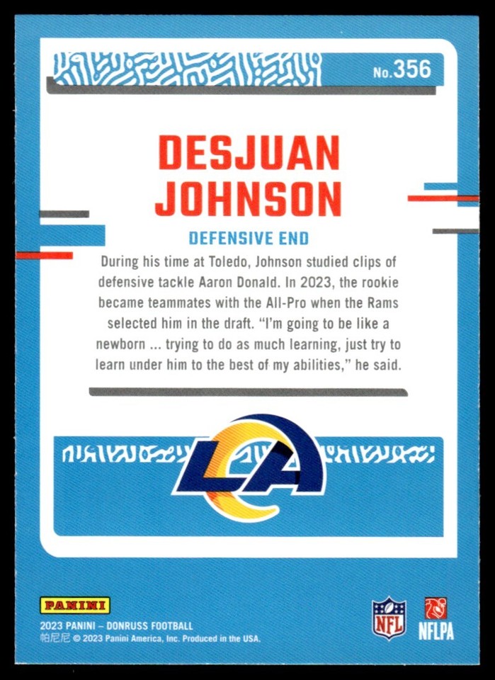 2023 Donruss Green Desjuan Johnson Rookie Los Angeles Rams #356 | eBay