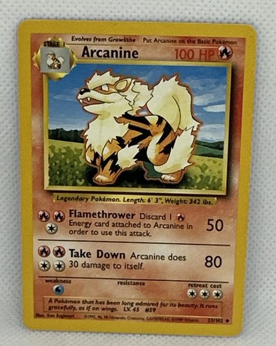 1999 Vintage Pokémon TCG Arcanine Base Set 23/102 Card | eBay