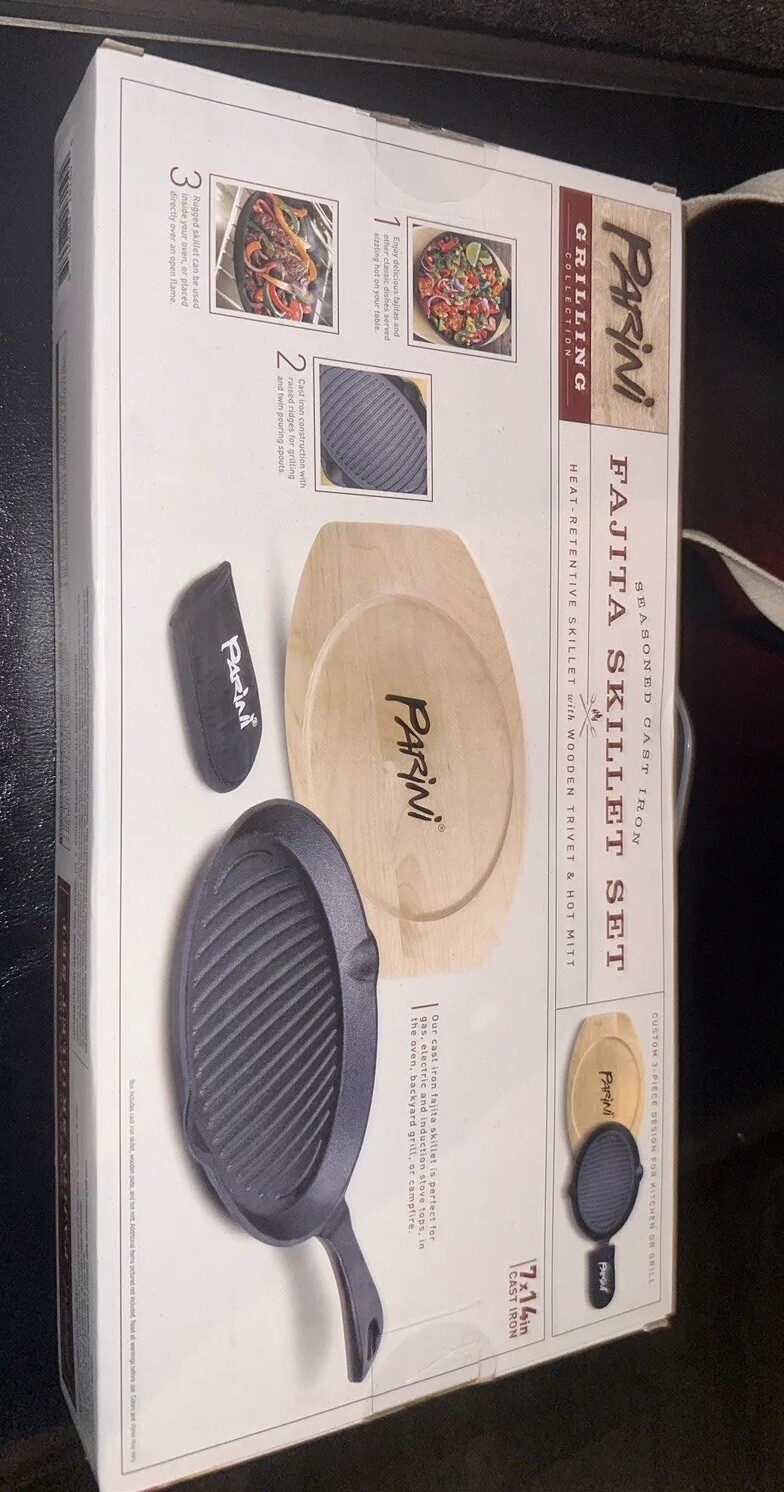 Parini Grilling Cast Iron Fajita Skillet Set - Brand New Factory Sealed ...