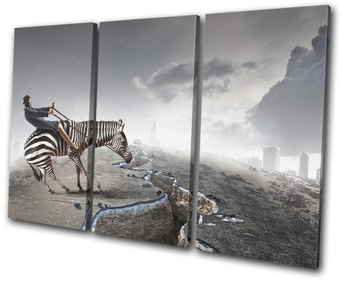 Girl Riding Zebra Surrealism Fantasy TREBLE CANVAS WALL ART Picture ...