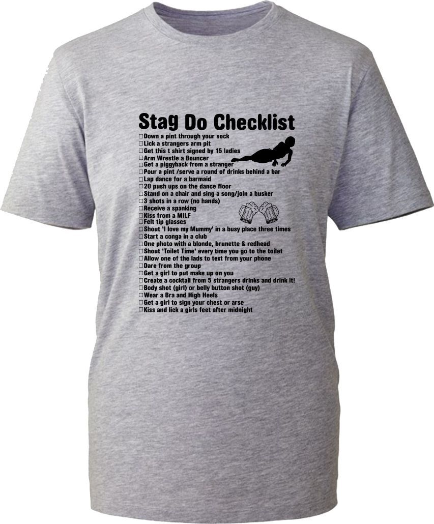 Stag Do T-Shirt, Stag Do Checklist t shirt, Groom's Party tshirt ...