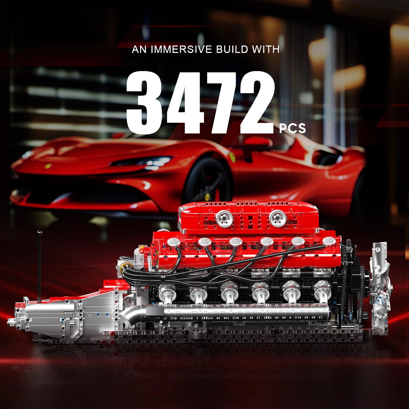 V12 Engine Building Block Sets, V12 Engine Model Kit That Runs, MOC ...