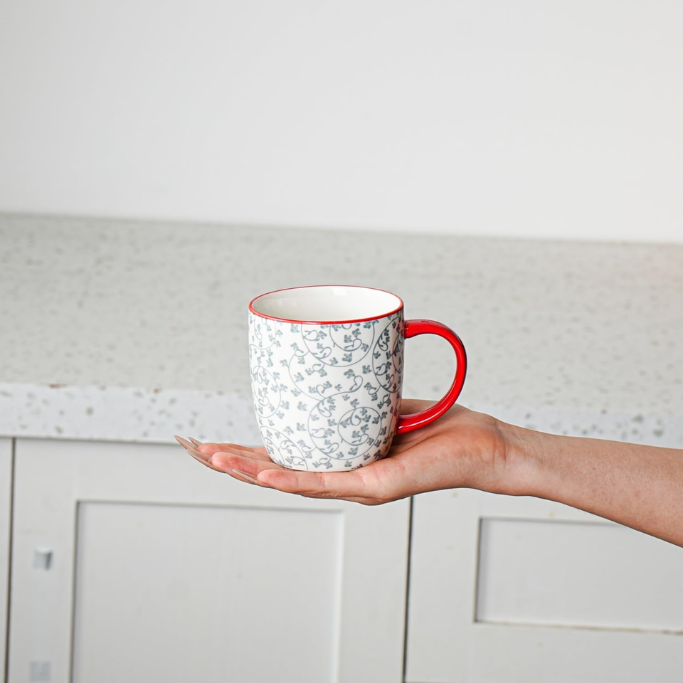 Ceramic Coffee Mugs Set - 10 Oz Large Porcelain Tea Cups with Handle ...