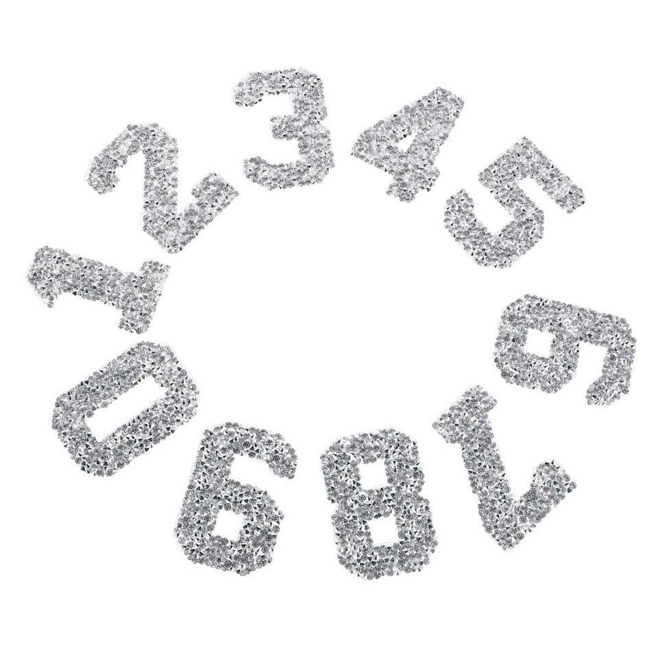 10PCS Rhinestone Number Applique: Fabric Number Sticker Patches Stick ...