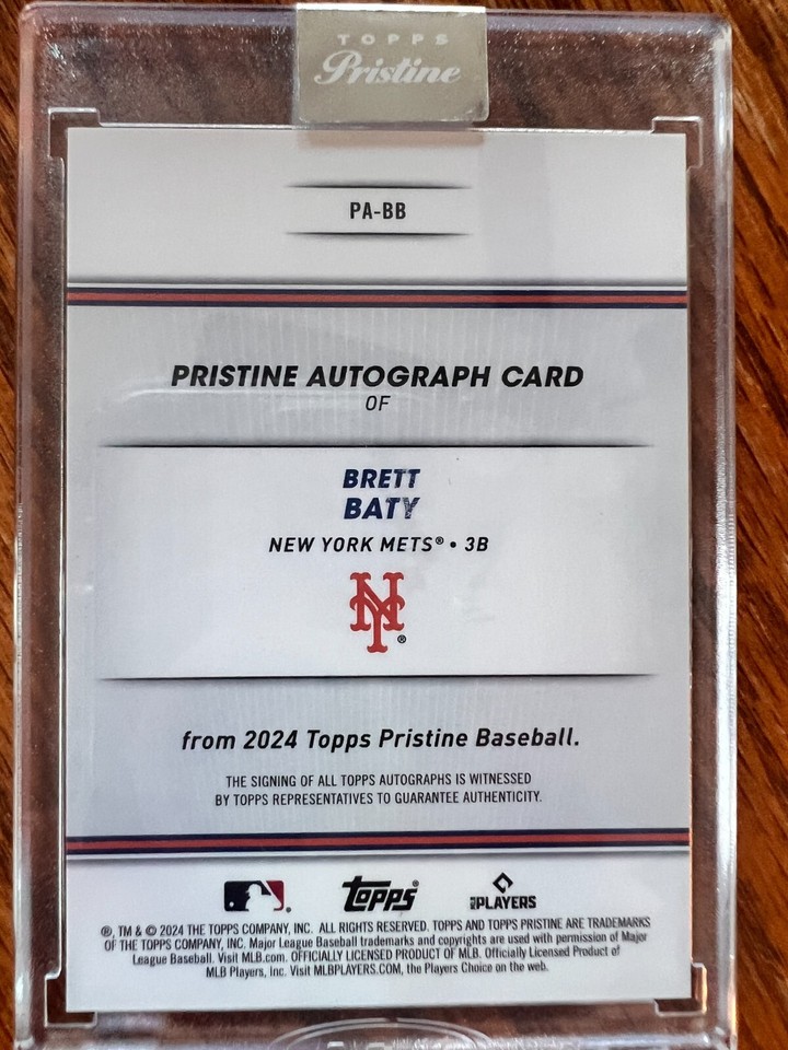 2024 Topps Pristine Encased Autograph #PA-BB Brett Baty New York Mets ...