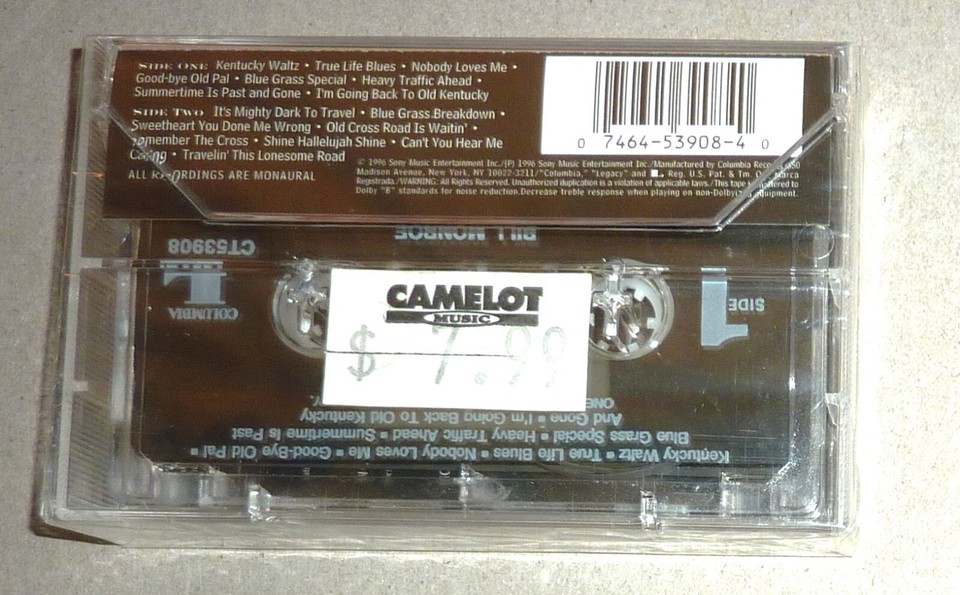 "STILL SEALED" CASSETTE TAPE by BILL MONROE "16 GEMS" (1996) FOLK ...