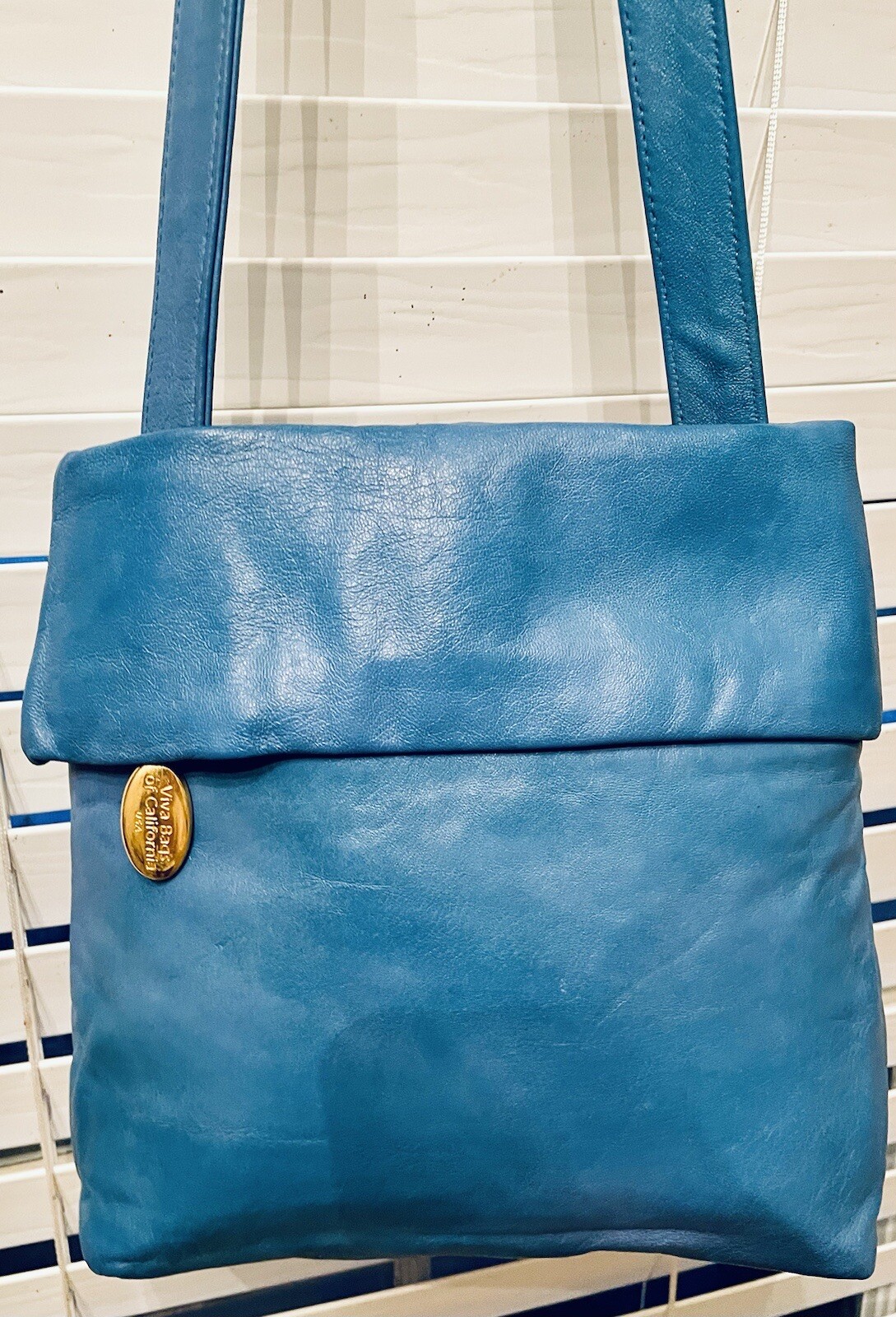 Viva Blue Purse Leather USA Viva Bags of California Shoulder Strap Charms 9”T | eBay