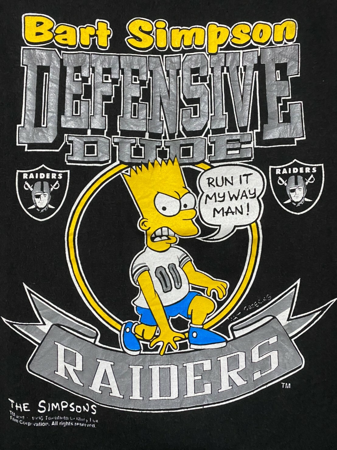 Vintage Bart Simpson Defensive Dude Raiders Oakland 50/50 T-shirt Logo ...
