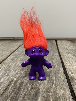 Vintage Original Purple Troll Good Luck Doll DAM Mystery Troll Red Hair ...