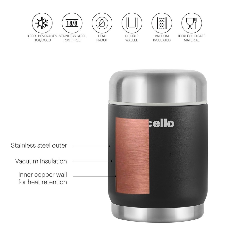 Cello Duro Supee Tuff Steel Vacuum Insulated Hot and Cold Thermal Flask ...